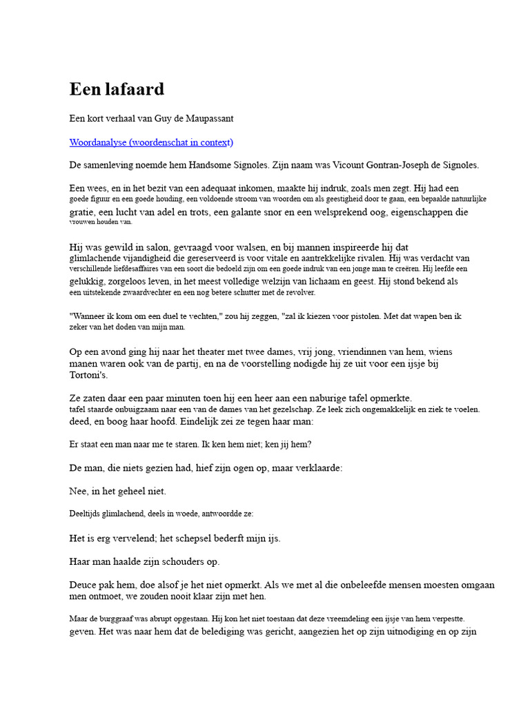 Een Lafaard | PDF