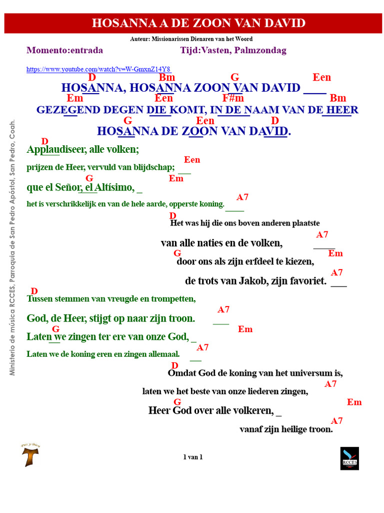 Hosanna Aan de Zoon Van David | PDF