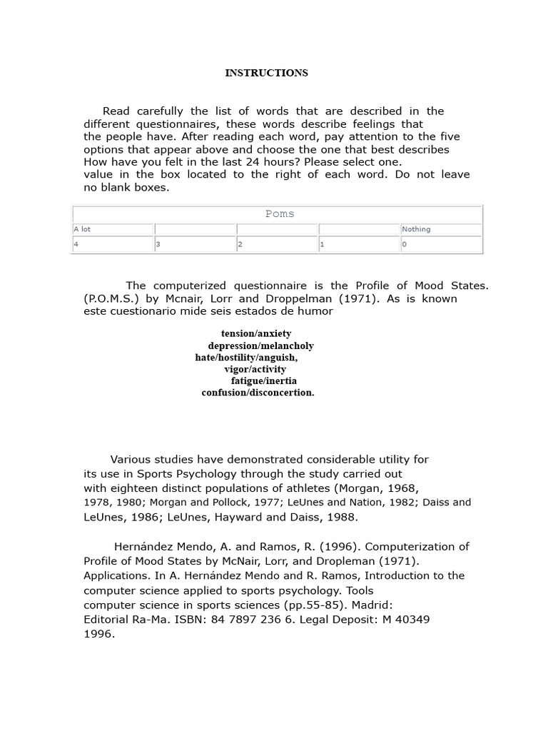 Poms | PDF | Behavioural Sciences | Mental Health