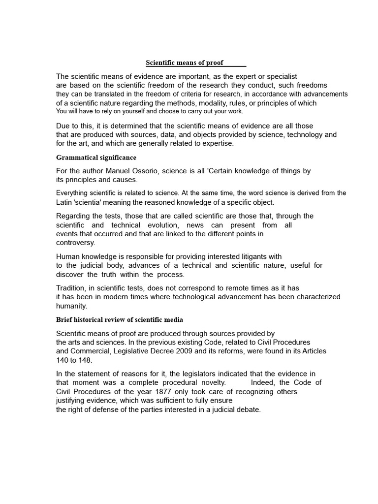 Scientific means of proof | PDF | Evidence (Law) | Evidence