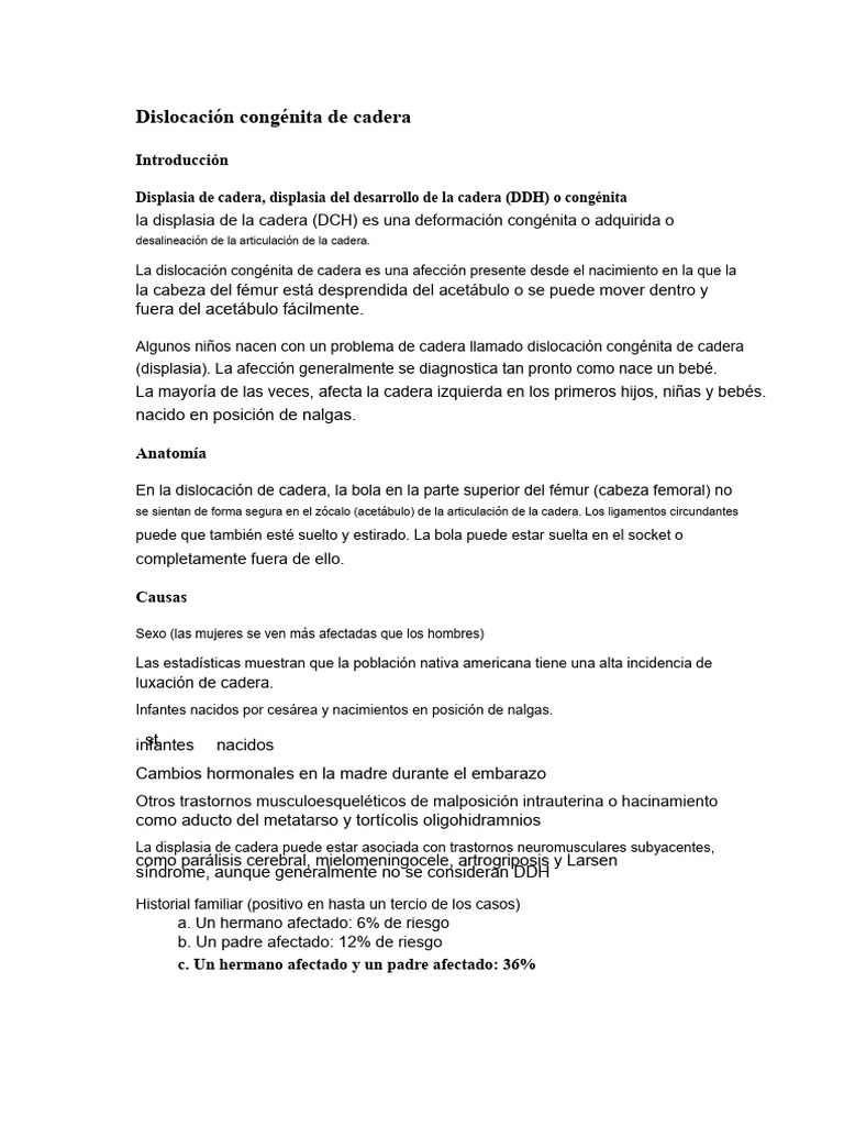 Dislocación Congénita de Cadera | PDF | Enfermedades y trastornos ...