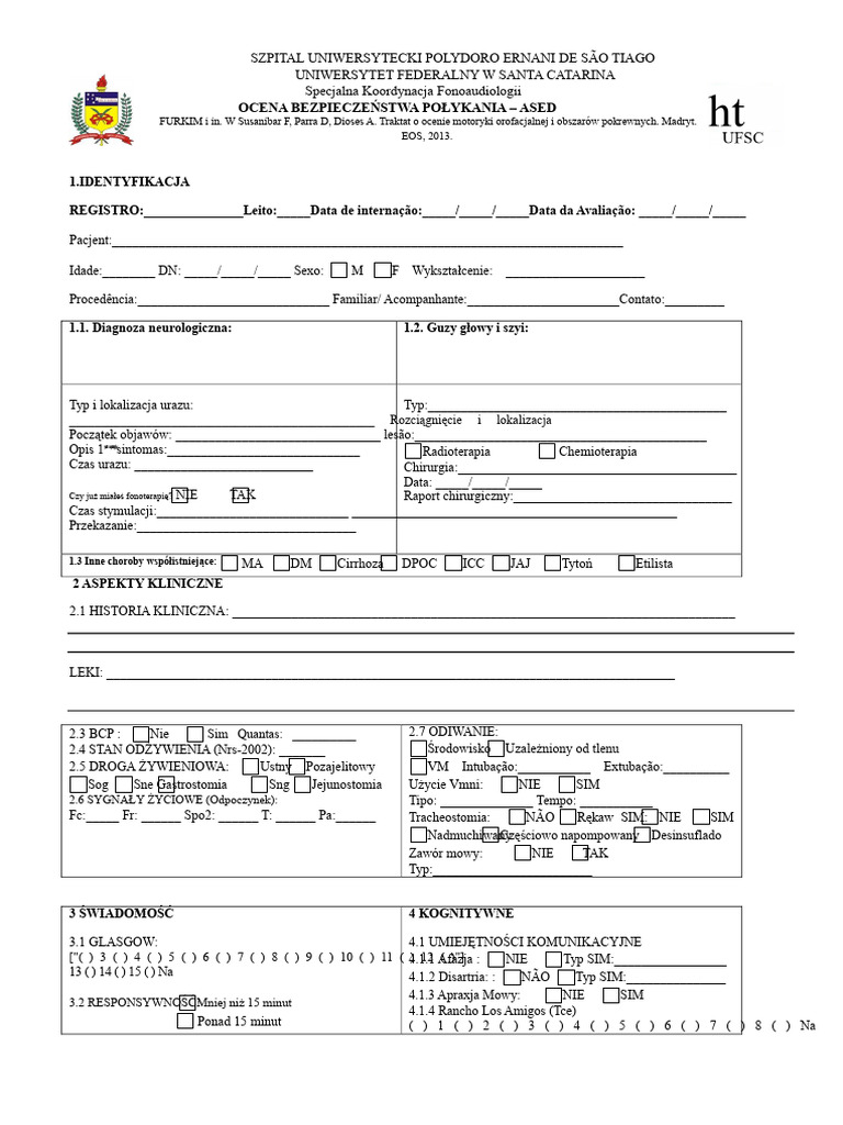 ASED - Bezpieczna Ocena Połykania (Z Tabelą) | PDF