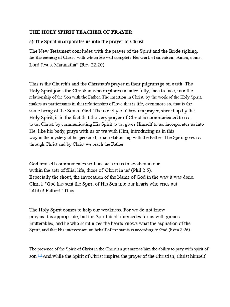 Charismatic - The Holy Spirit Master of Prayer | PDF | God The Father ...