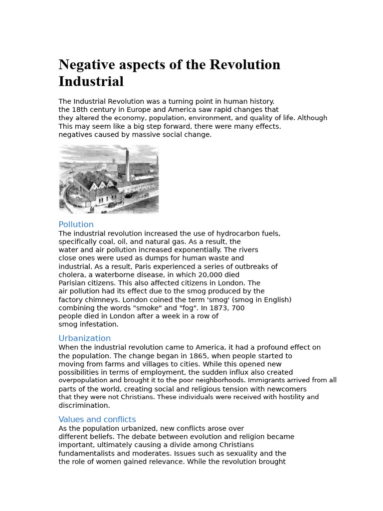 Negative Impacts of the Industrial Revolution | PDF | Industrial ...