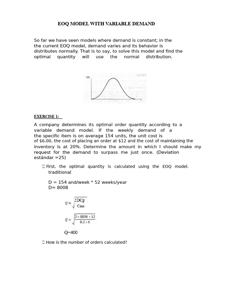 EOQ Model for Variable Demand Analysis | PDF | Applied Mathematics