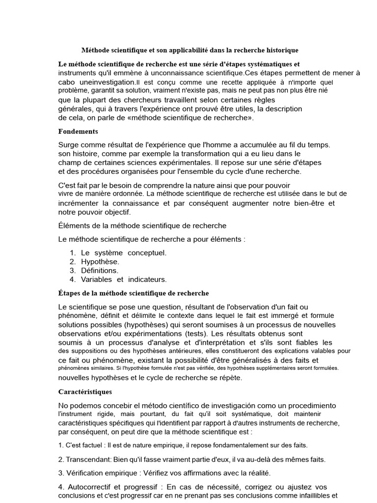 Méthode scientifique en recherche historique | PDF | Méthode ...