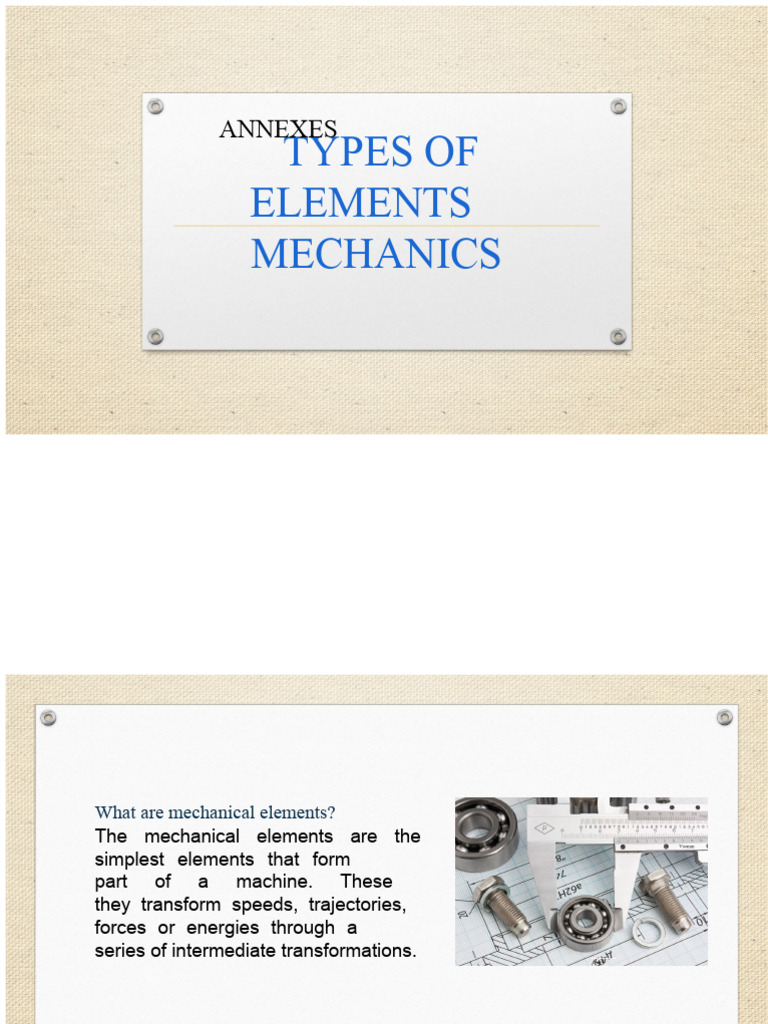 Types of Mechanical Elements (1) | PDF | Brake | Friction