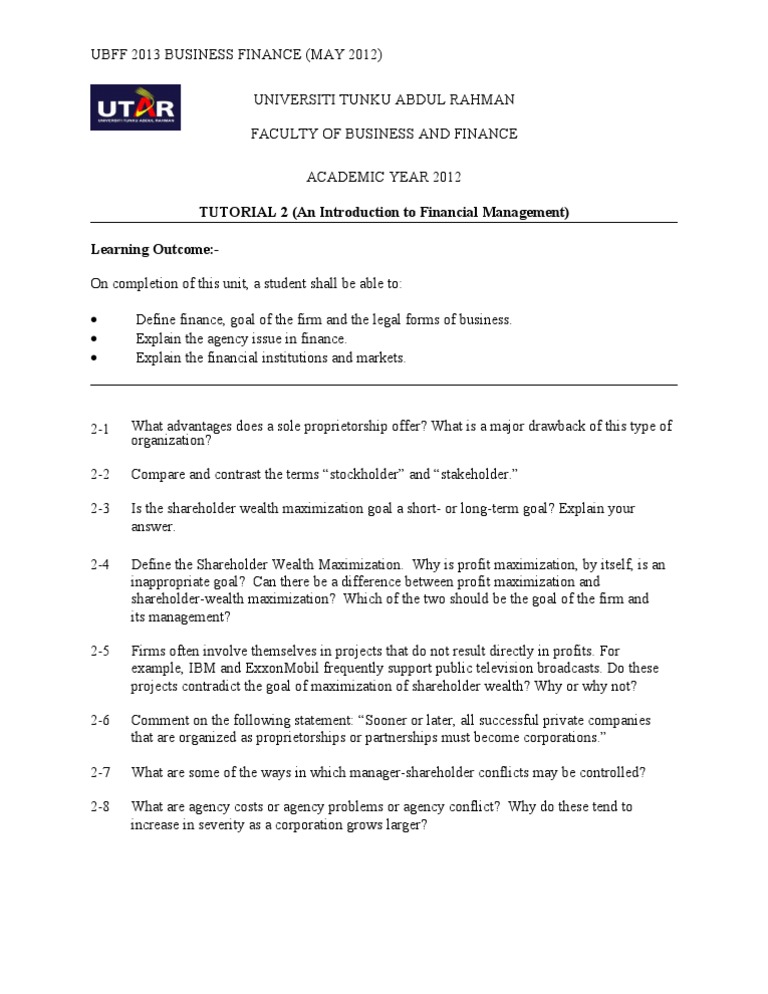 Tutorial 2 Questions | PDF