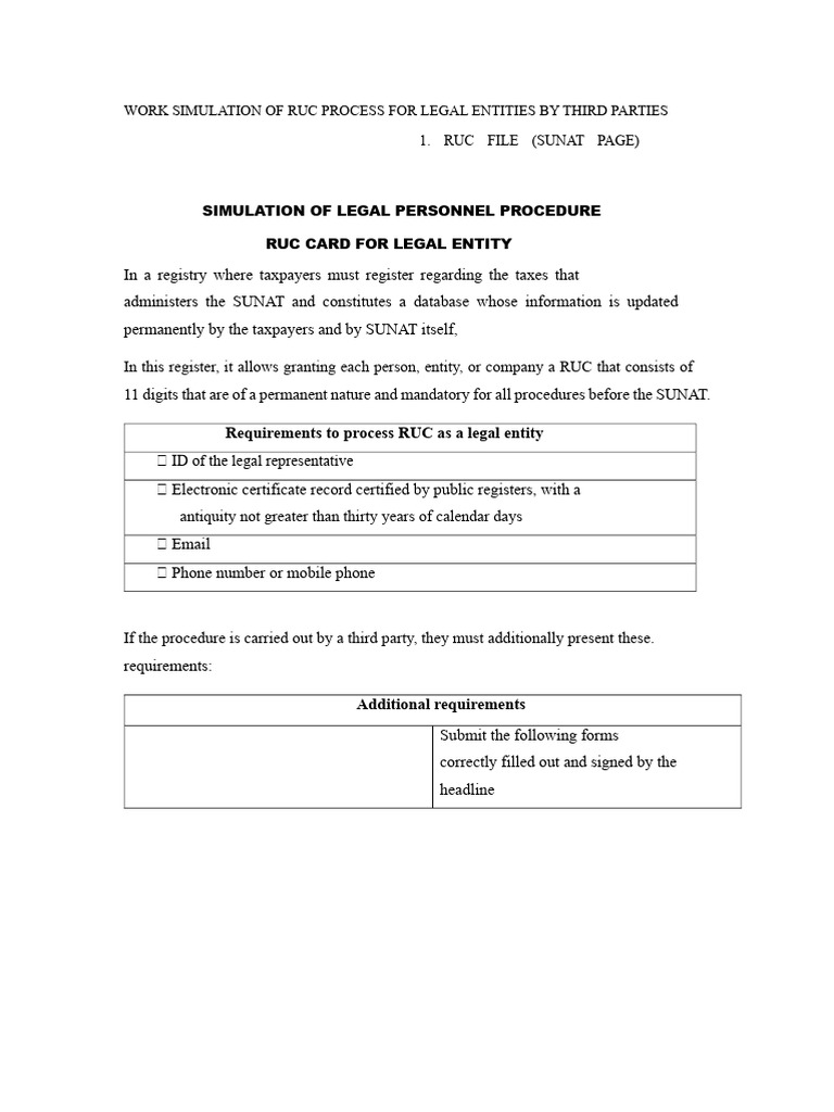 Work Simulation of Application Ruc Legal Person by Third Parties | PDF ...