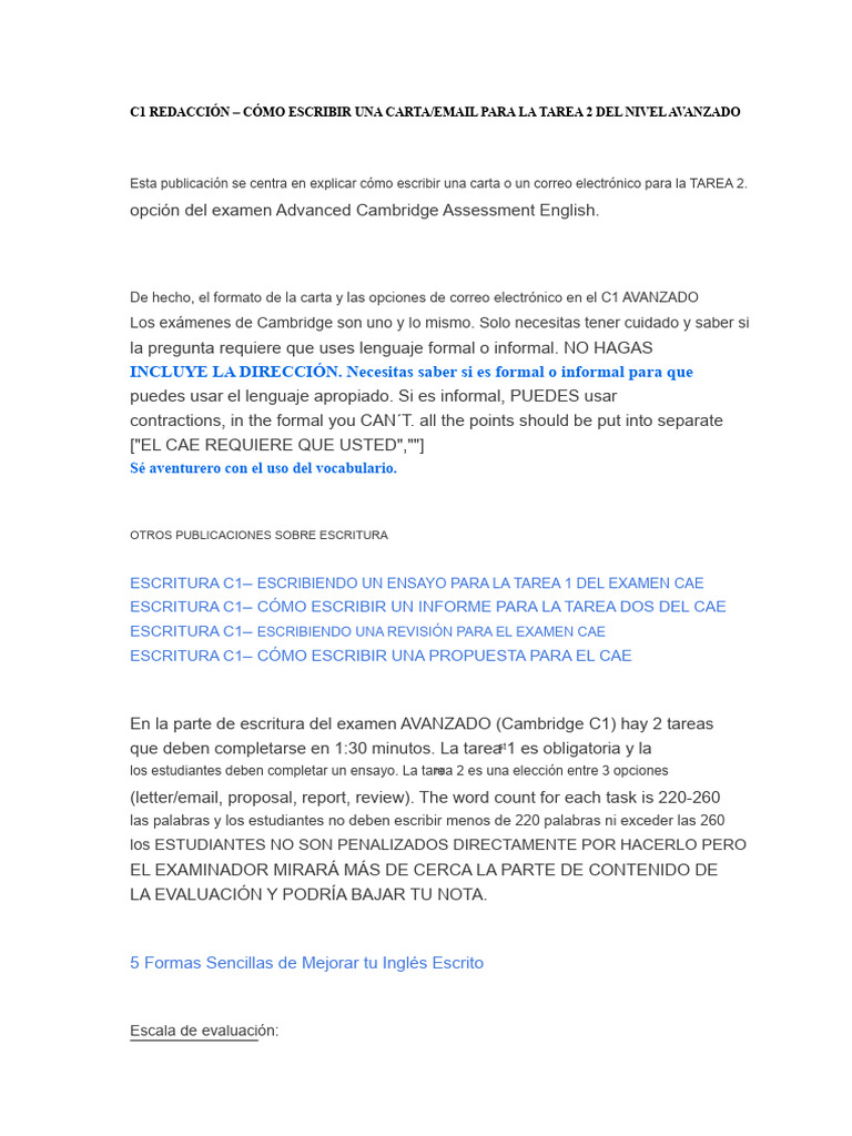 c1 Escritura - Cómo Escribir una Carta | PDF | Léxico | Lingüística
