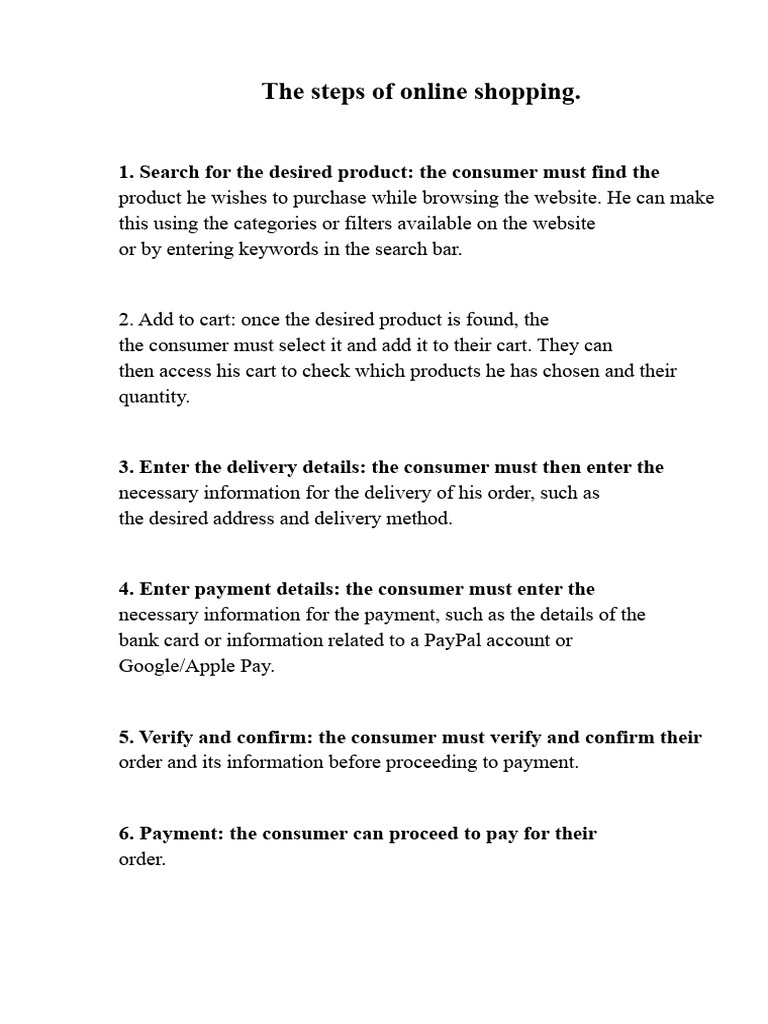 The steps of online shopping | PDF