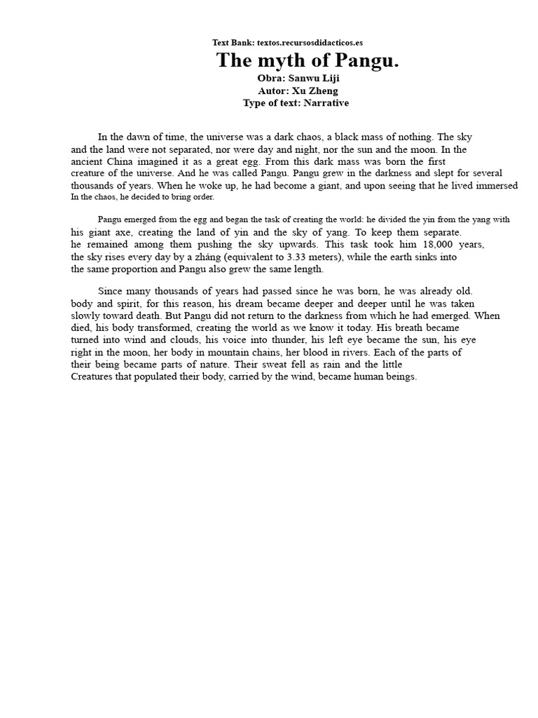 The myth of Pangu. | PDF