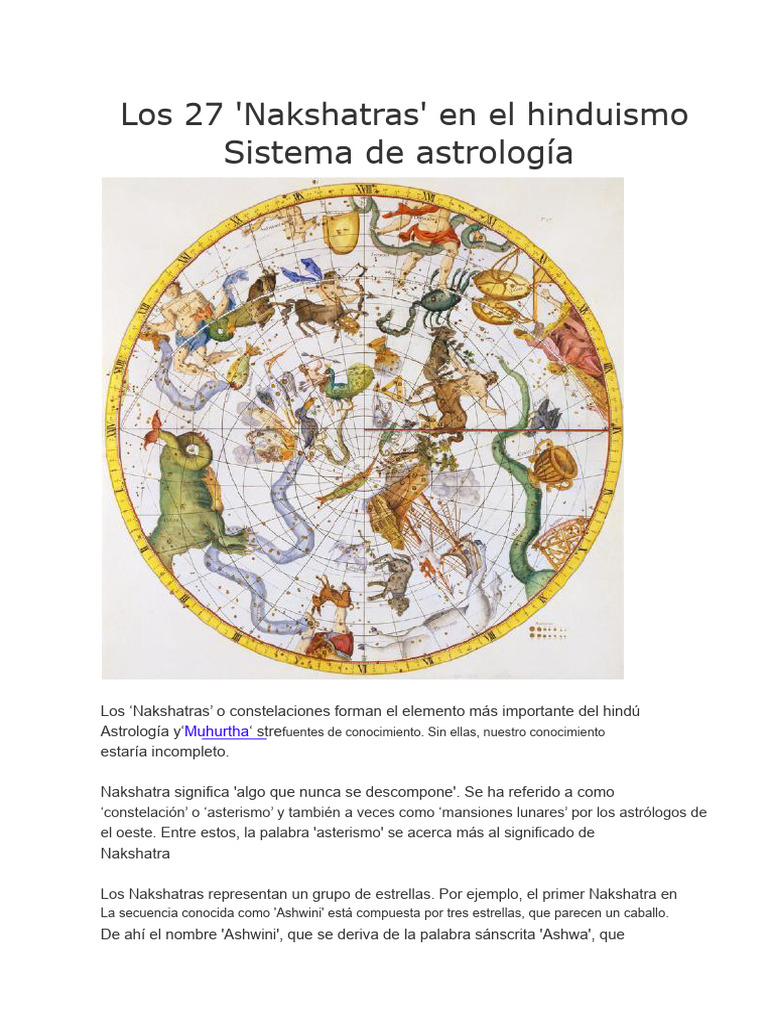 Los 27 Nakshatras en Astrología Hindú | PDF | Zodíaco | Astrología