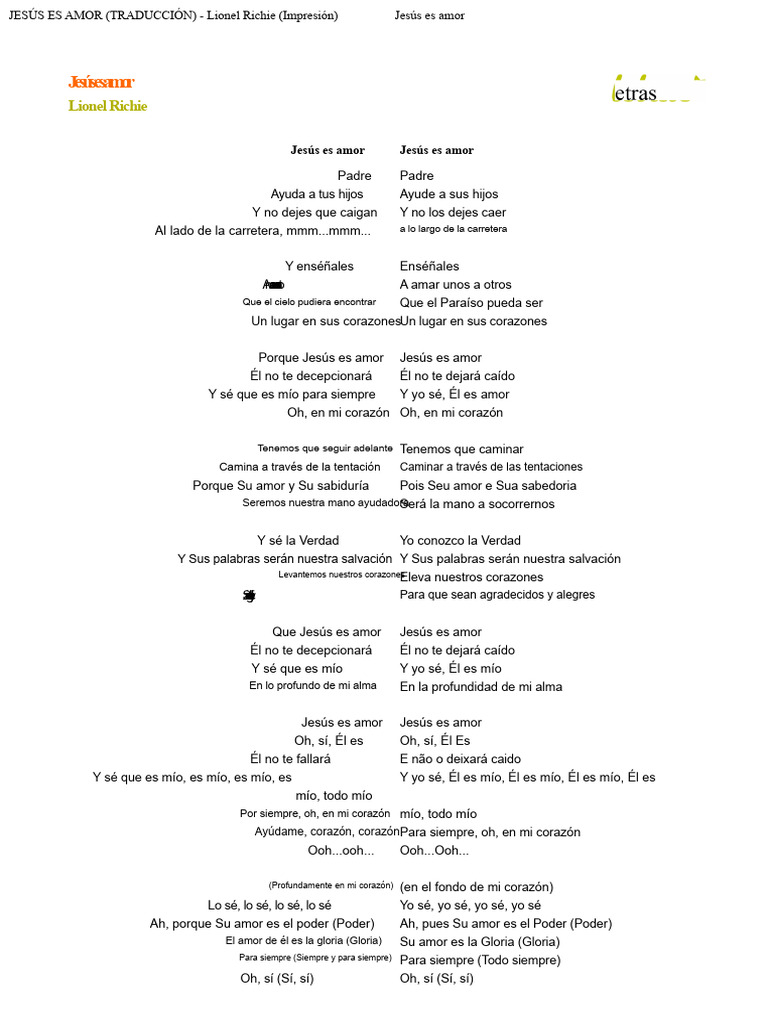 Jesús es Amor: Letra y Mensaje | PDF | Amor