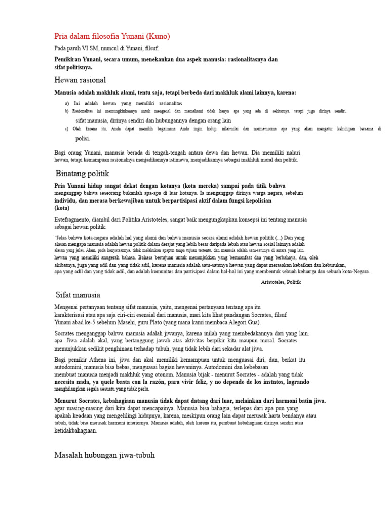 Manusia dalam filosofi Yunani | PDF