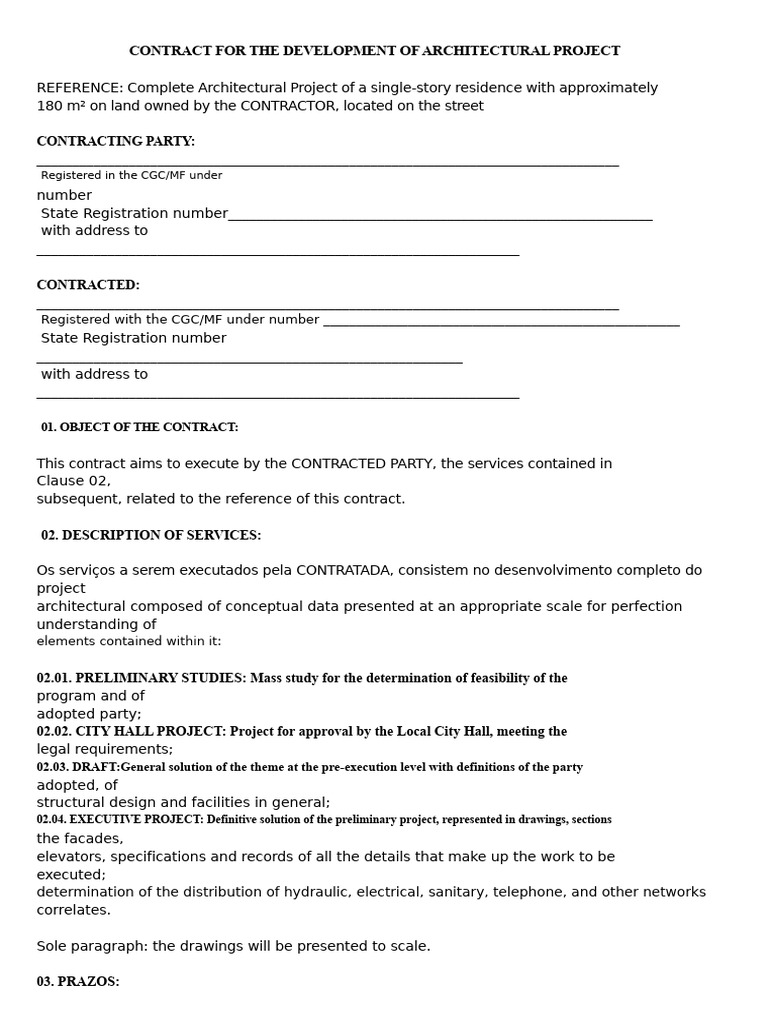 Architectural Project Development Contract | PDF | Employment | Fee
