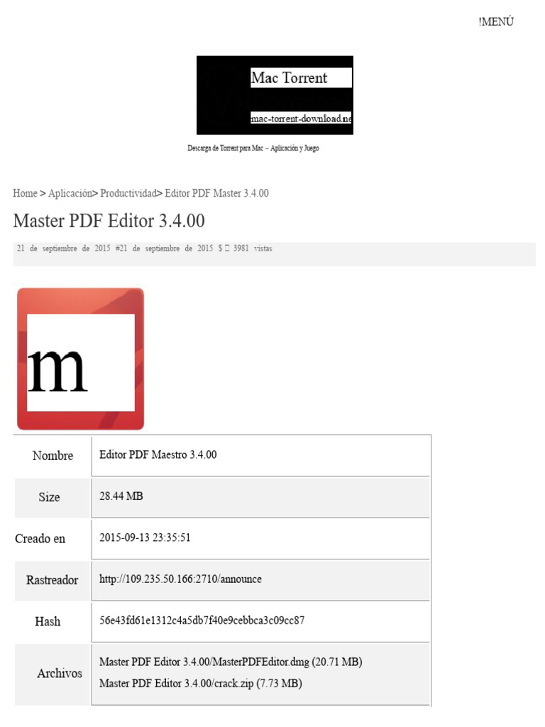 Master PDF Editor 3.4.00 | Descarga de Torrent para Mac.pdf | PDF ...