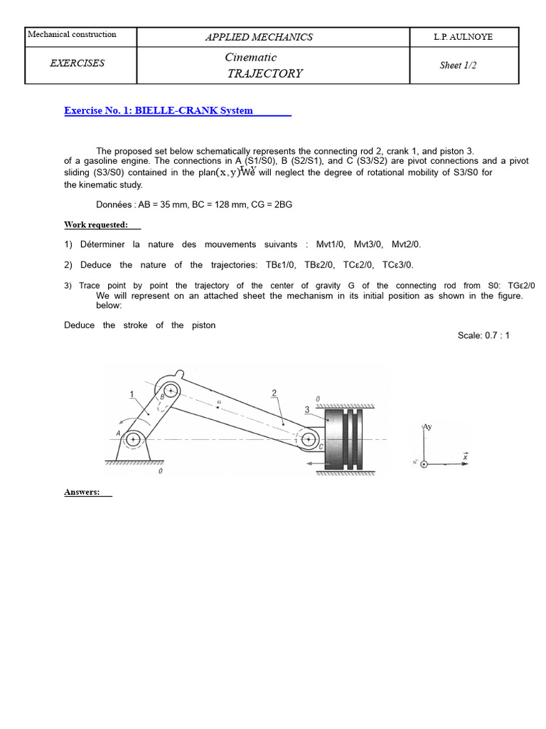 Exercises---Kinematics---Trajectories---Crank-Rocker System---Pulley ...