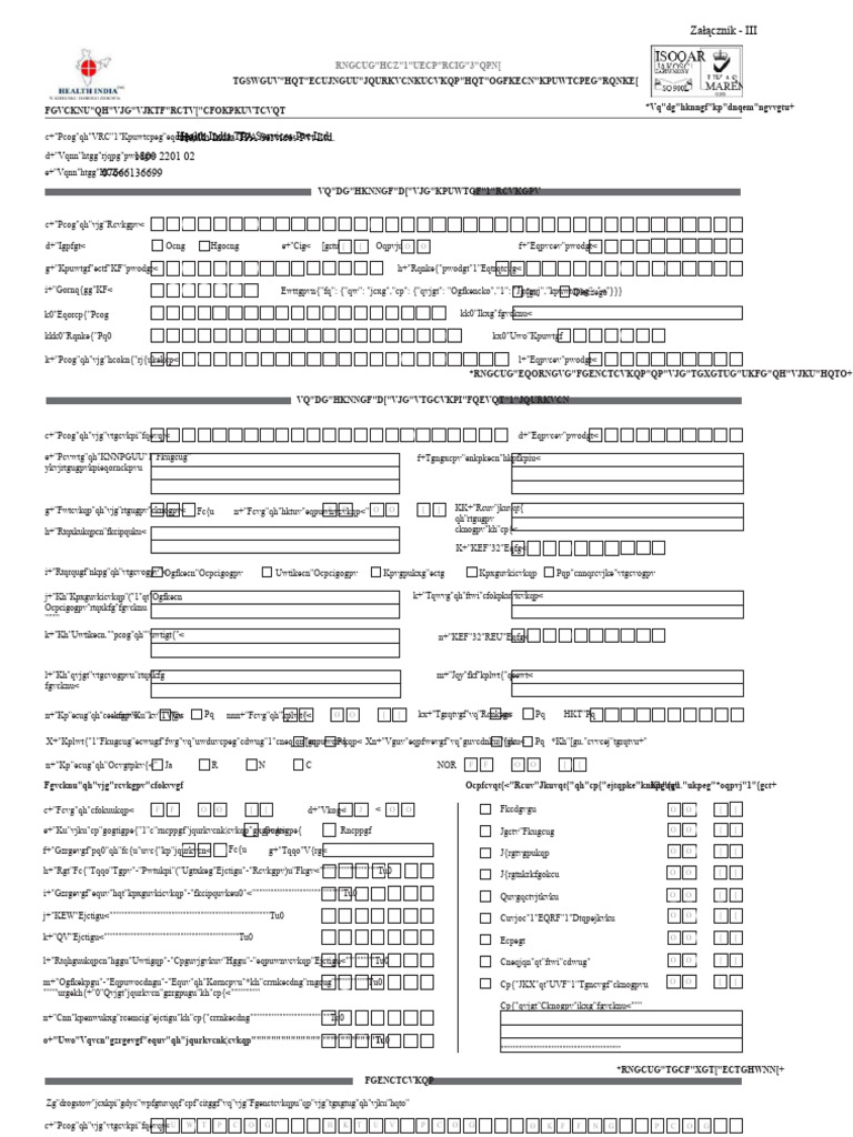 Formularz Preauth Health India | PDF