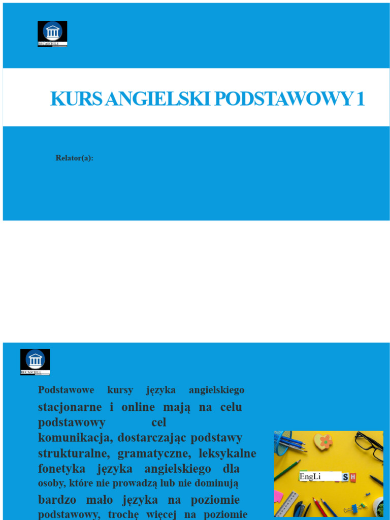 Moduł 1 - Podstawowy Angielski | PDF