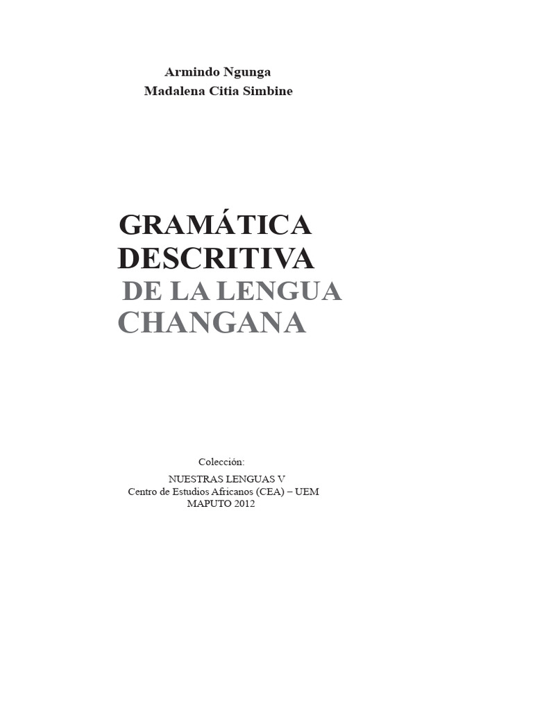 Ngunga, Armindo. Gramática de La Lengua CHANGANA Final PDF | PDF ...