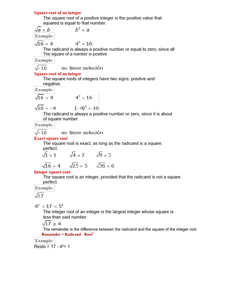 Square root of an integer.docx | PDF | Numbers | Square Root
