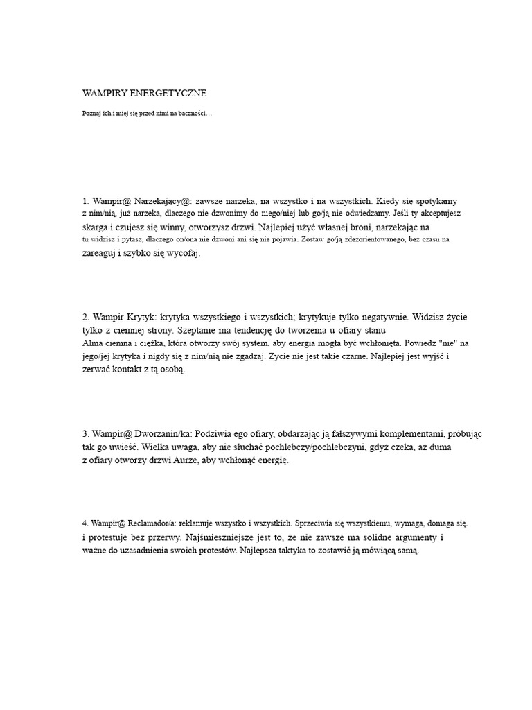 Wampiry Energetyczne | PDF