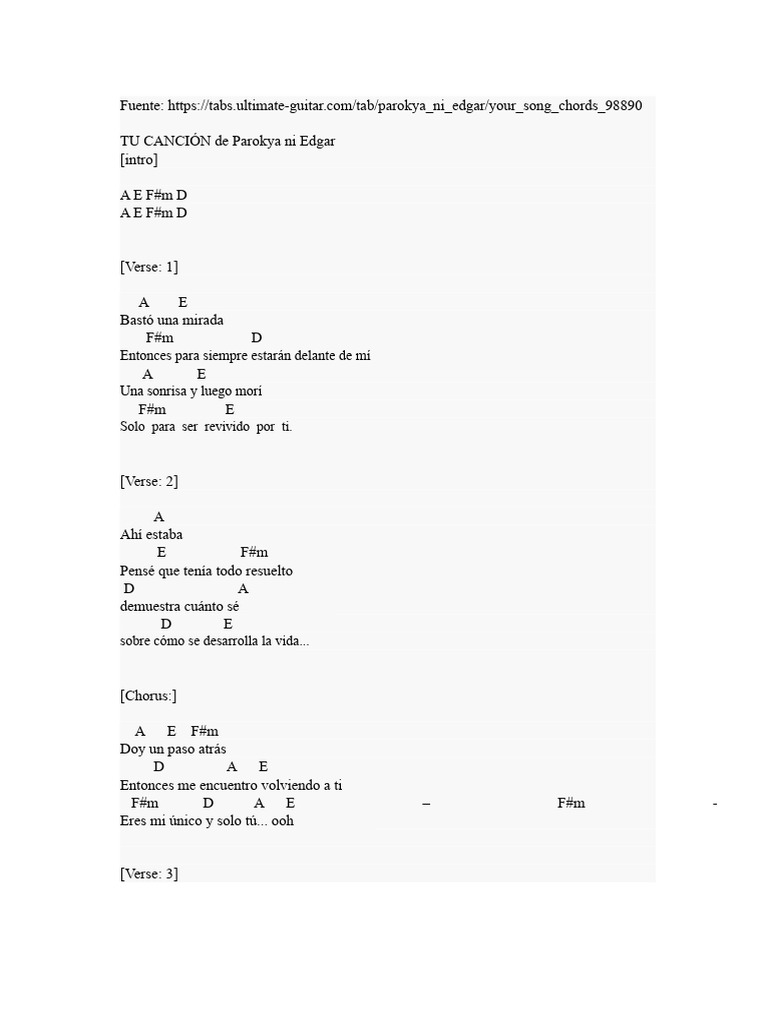 Tu Canción Por PNE Acordes | PDF