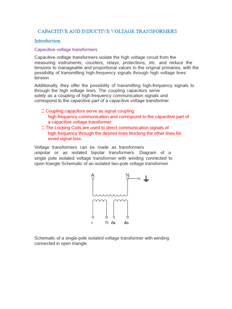 CAPACITIVE AND INDUCTIVE VOLTAGE TRANSFORMERS 65.docx | PDF | Capacitor ...