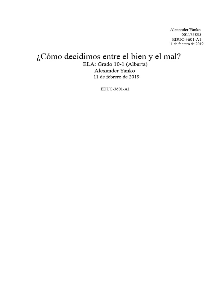 alexander yanko - borrador del plan de unidad - educ-3601 | PDF | Mal ...