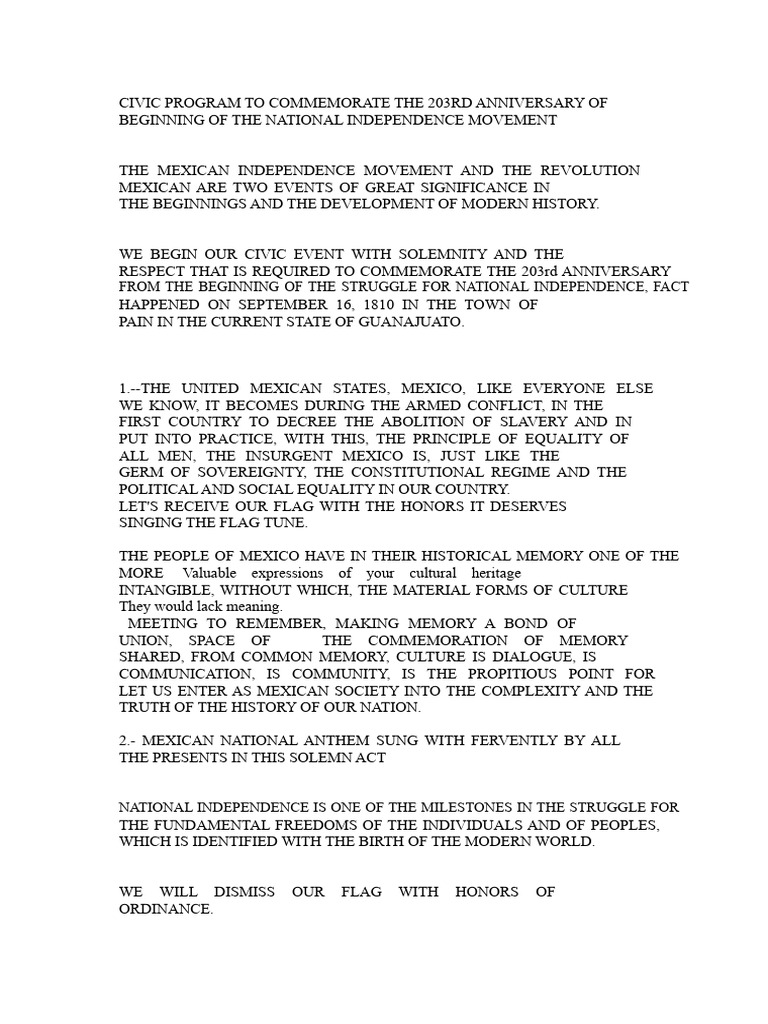 Civic Program September 15 Night | PDF | Mexico