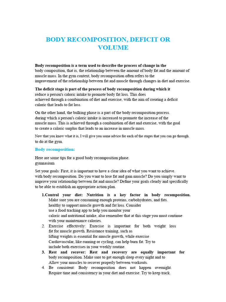 Body Composition, Deficit or Volume | PDF | Dieting | Strength Training