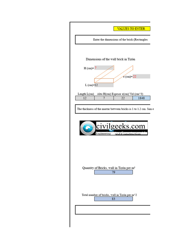 Brick and Mortar Quantity Calculation Guide | PDF | Brick | Mortar ...