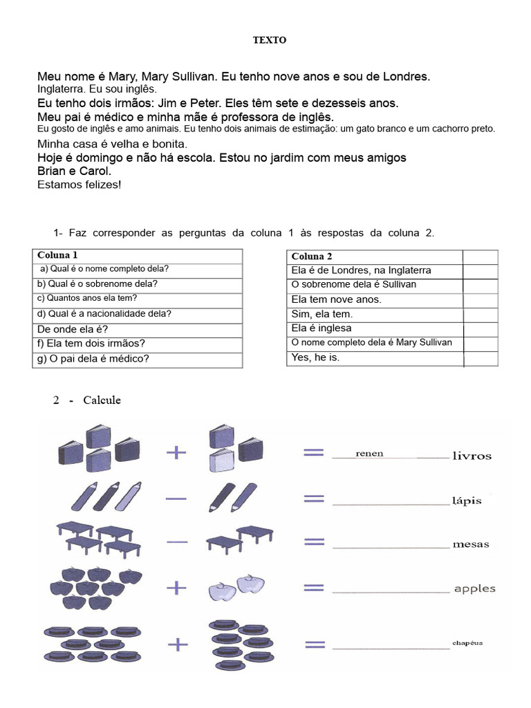 Perfil de Mary Sullivan e Atividades | PDF