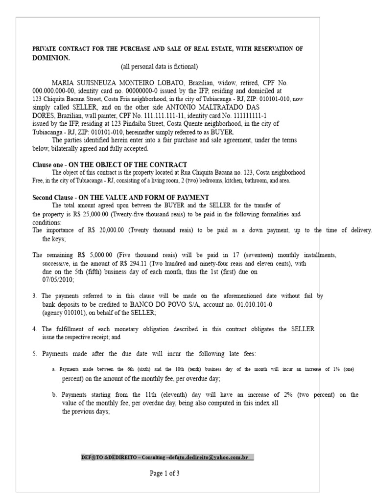 Private Real Estate Sale Contract Template | PDF | Payments | Receipt