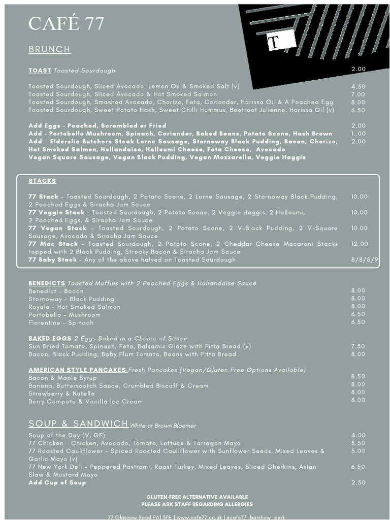 Café 77 Menu September Nieuw | PDF