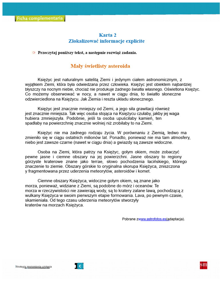 Zrozumienie tekstu C_Karta 1 | PDF