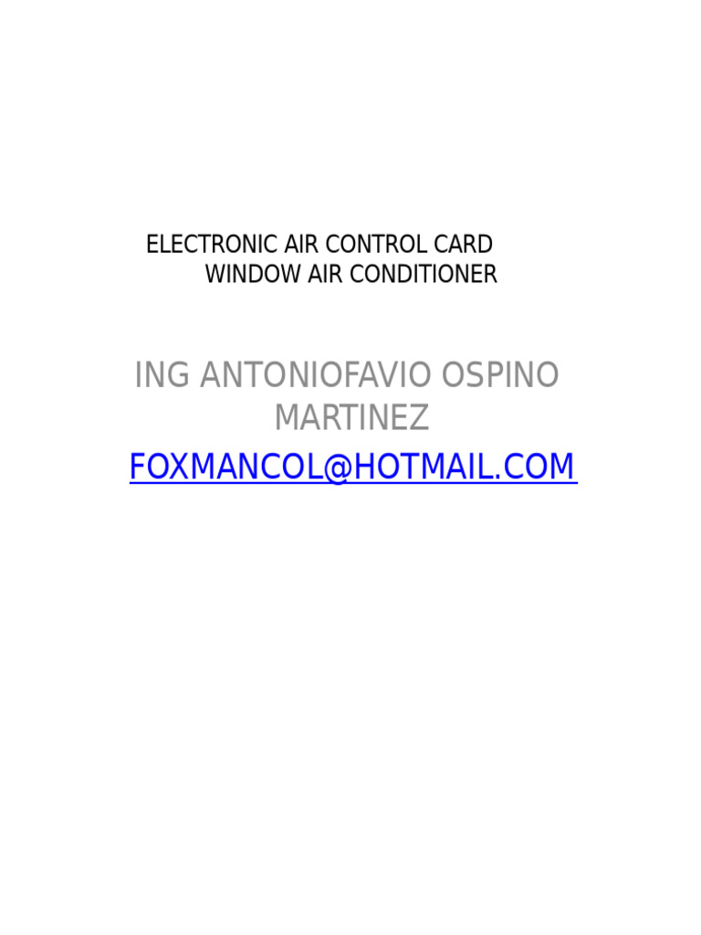 Electronic Control Card Details Air Conditioning Window | PDF ...