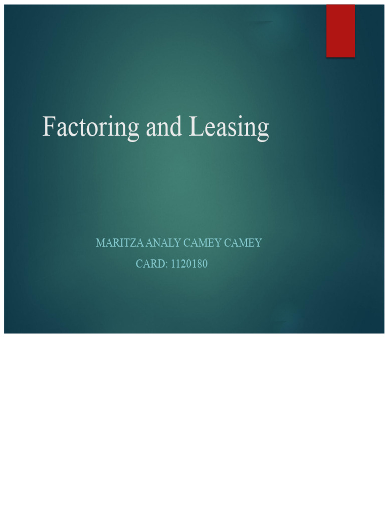 Factoring and Leasing | PDF | Factoring (Finance) | Lease