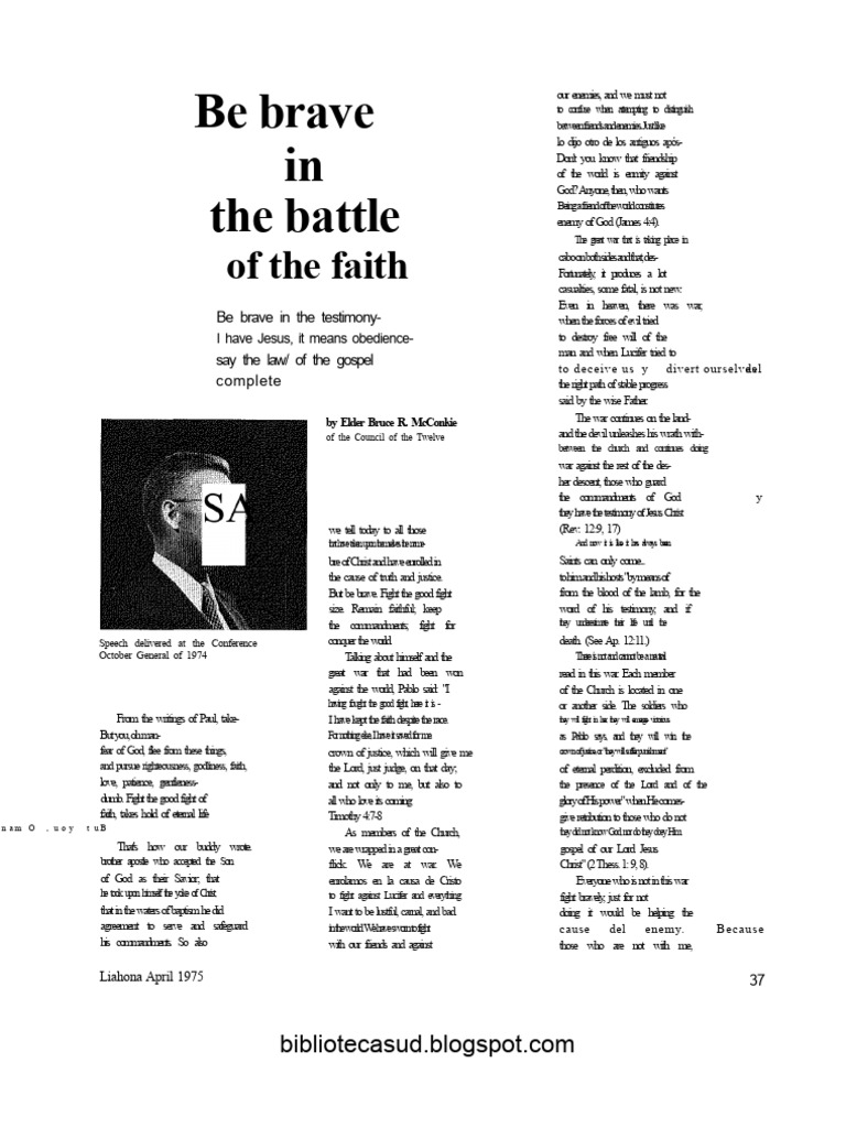 Be Brave in The Battle of Faith - Bruce R. McConkie | PDF | Jesus ...