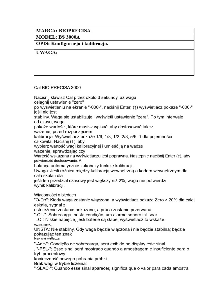 BIOPRECISA BS3000A | PDF
