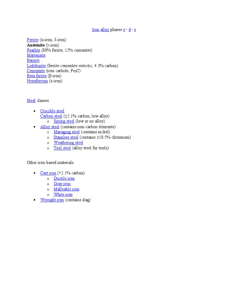 Iron Alloy Phases and Steel Classes | PDF