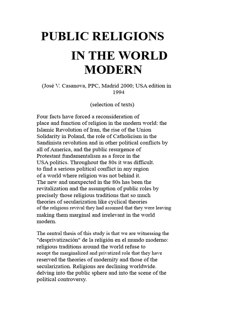 PUBLIC RELIGIONS | PDF | Secularity | Secularism