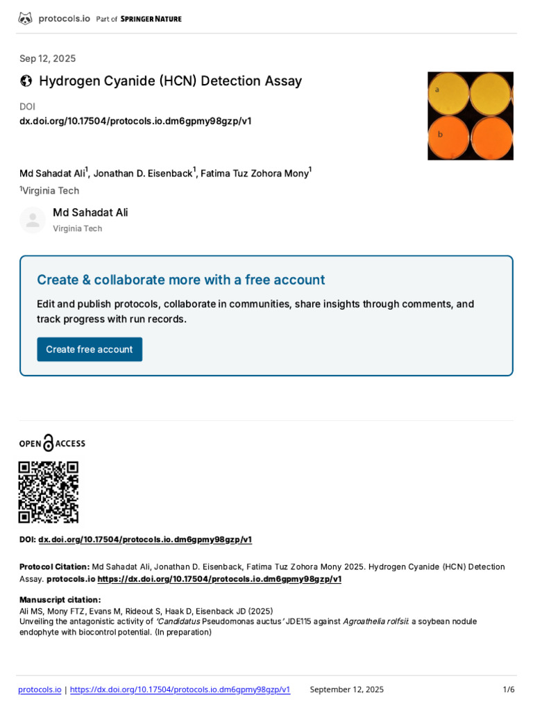 Hydrogen Cyanide HCN Detection Assay v1 | PDF | Agar | Sterilization ...