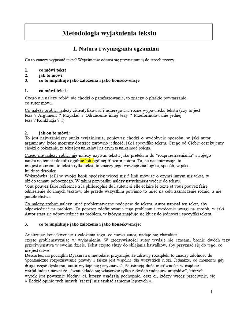 Metodologia Wyjaśniania Tekstu | PDF