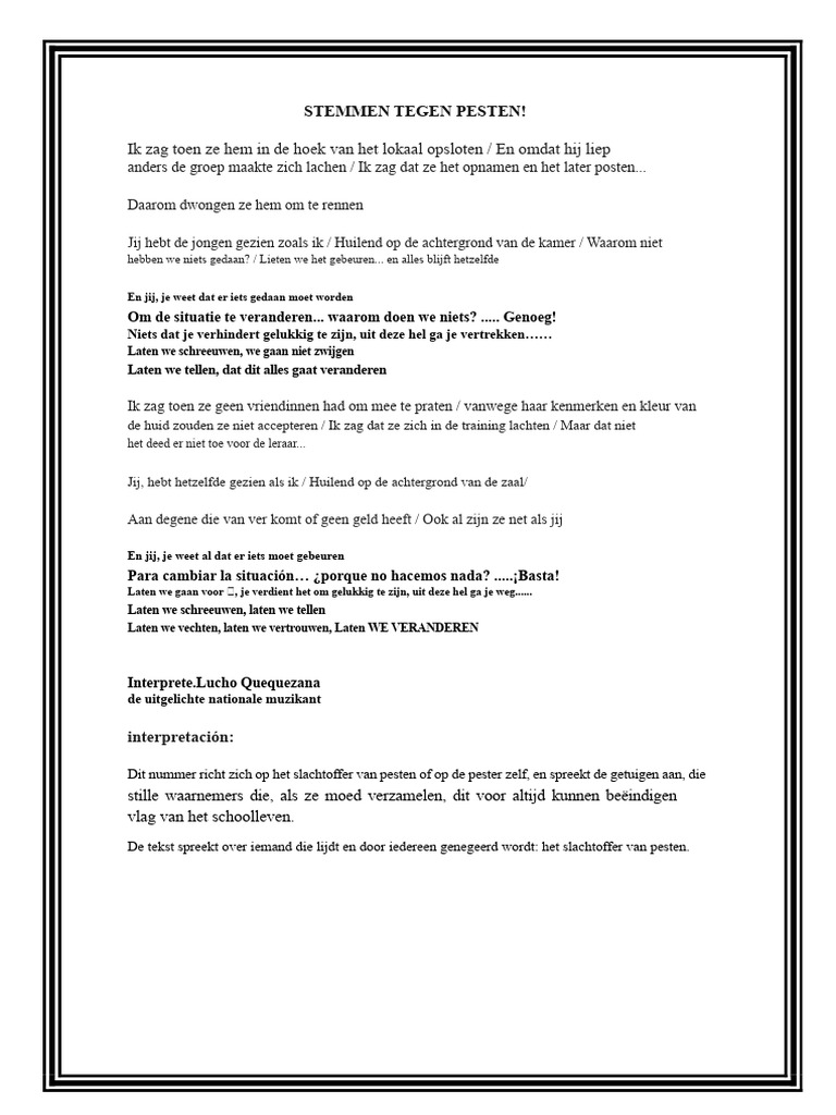 Stemmen Tegen Pesten | PDF