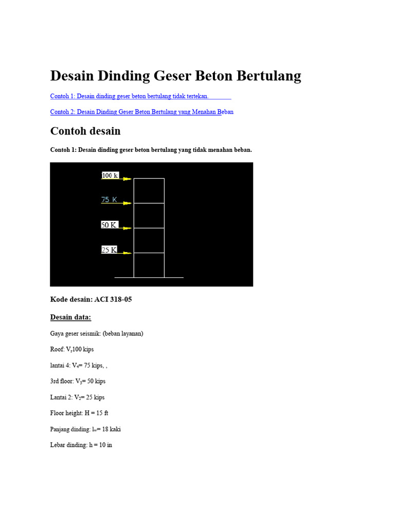 Desain Dinding Geser Beton Bertulang | PDF