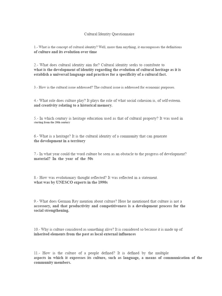 Cultural identity questionnaire | PDF