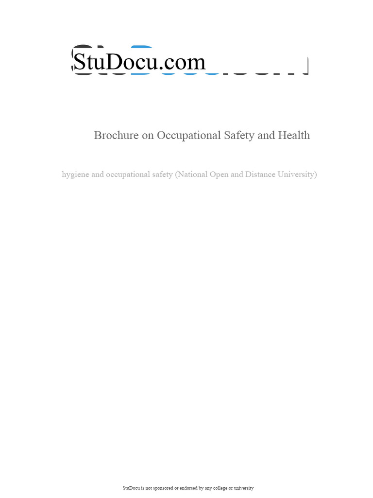 Brochure Safety and Health at Work | PDF | Occupational Safety And ...
