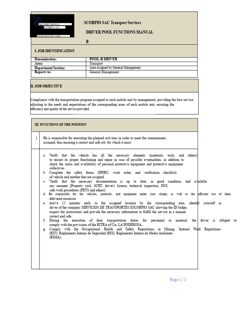 Scorpio SAC Driver Pool Manual | PDF | Identity Document